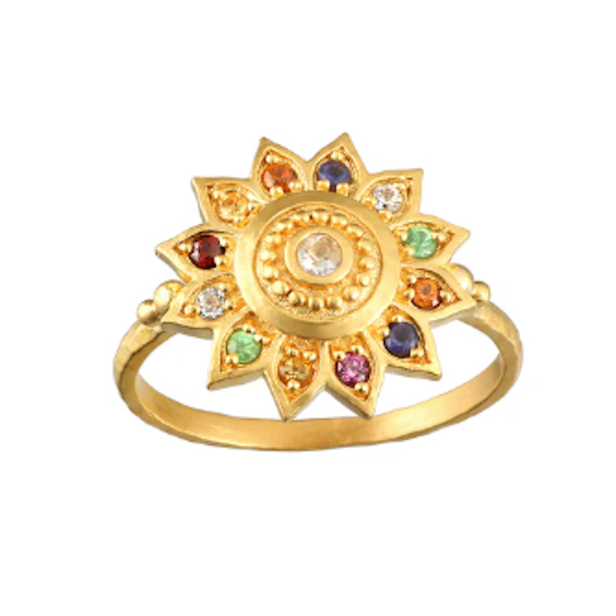 Vibrant Self Multi Stone Lotus Ring – Magic Hour